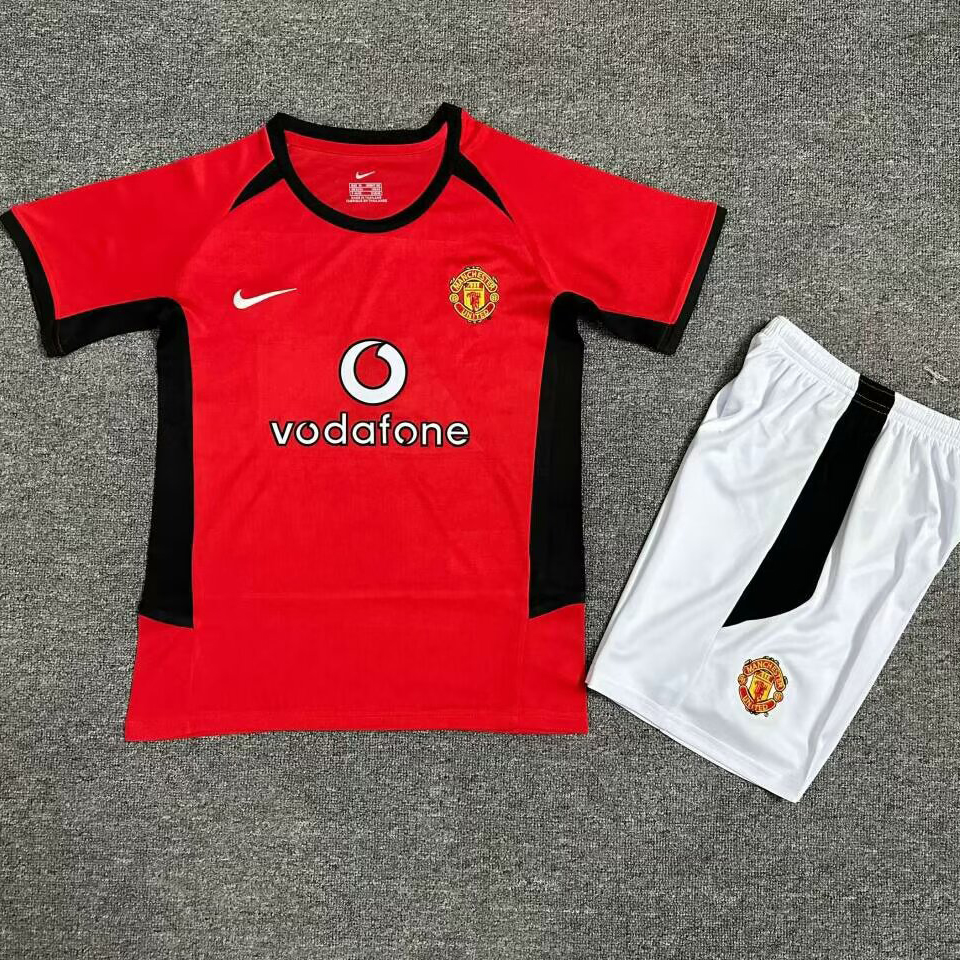 2002/04 M Utd Home Red Retro Kids Soccer Jersey
