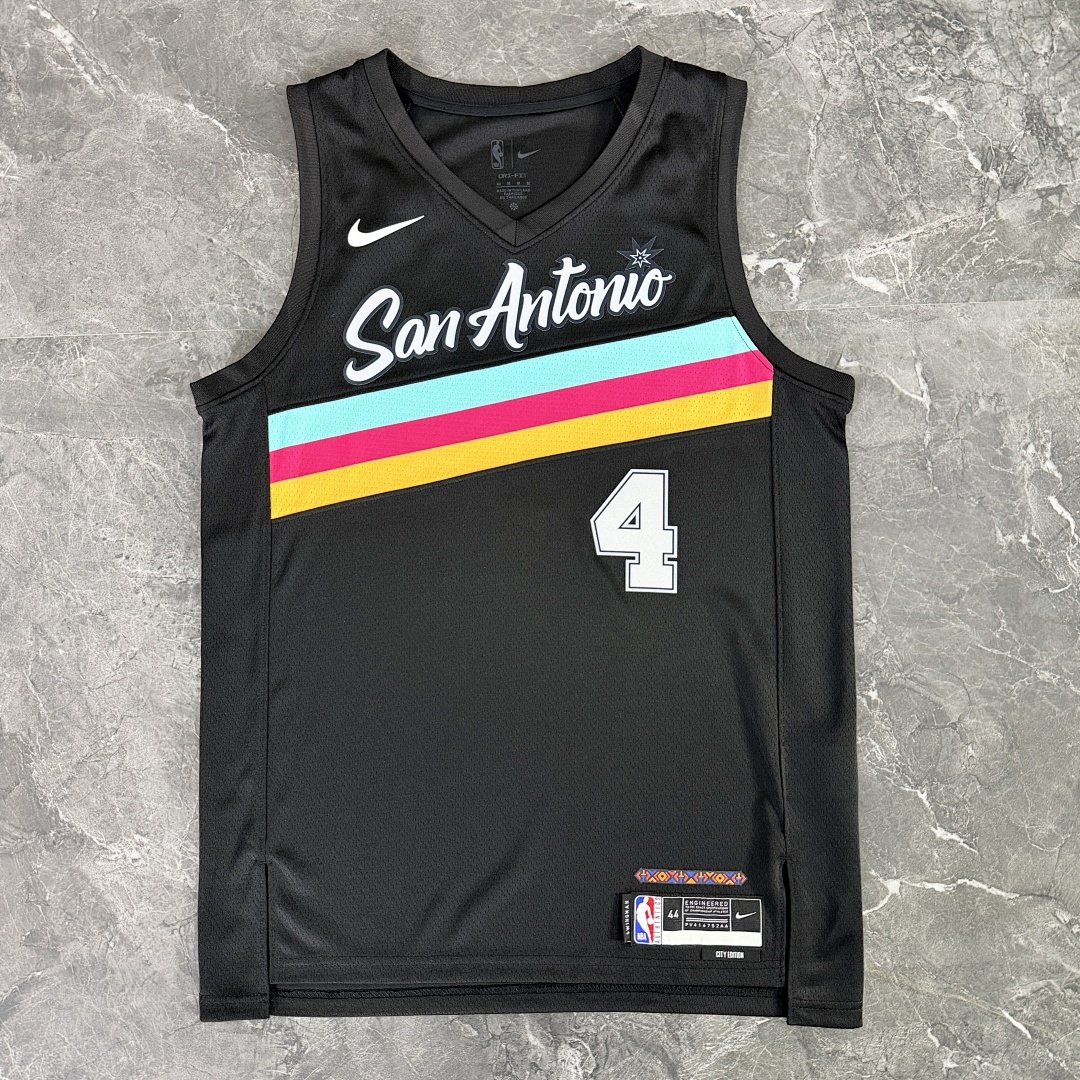 2026/27 Spurs FOX #4 Black City version NBA Jerseys